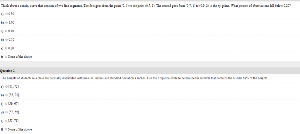 Solved Think about a density curve that consists of two line | Chegg.com