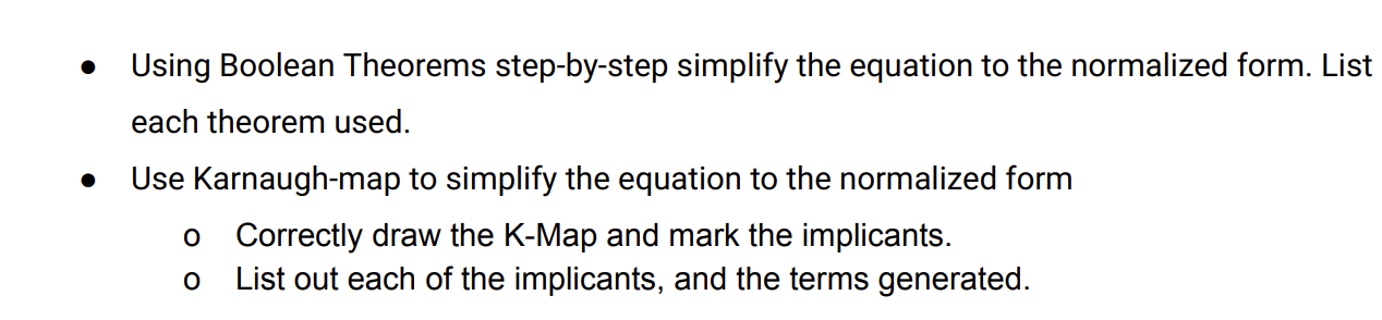 Part 1 - Boolean Theorems Given the followinn | Chegg.com