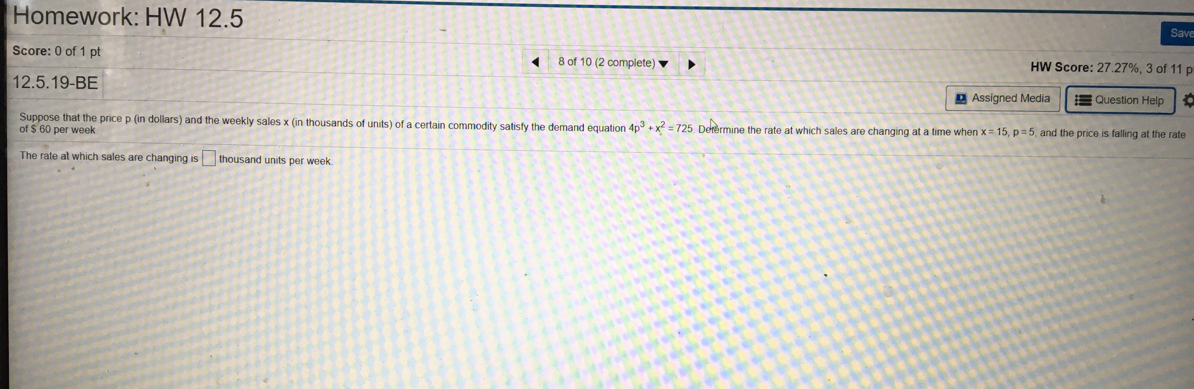 Solved Homework Hw 12 5 Save Score 0 Of 1 Pt 8 Of 10 2