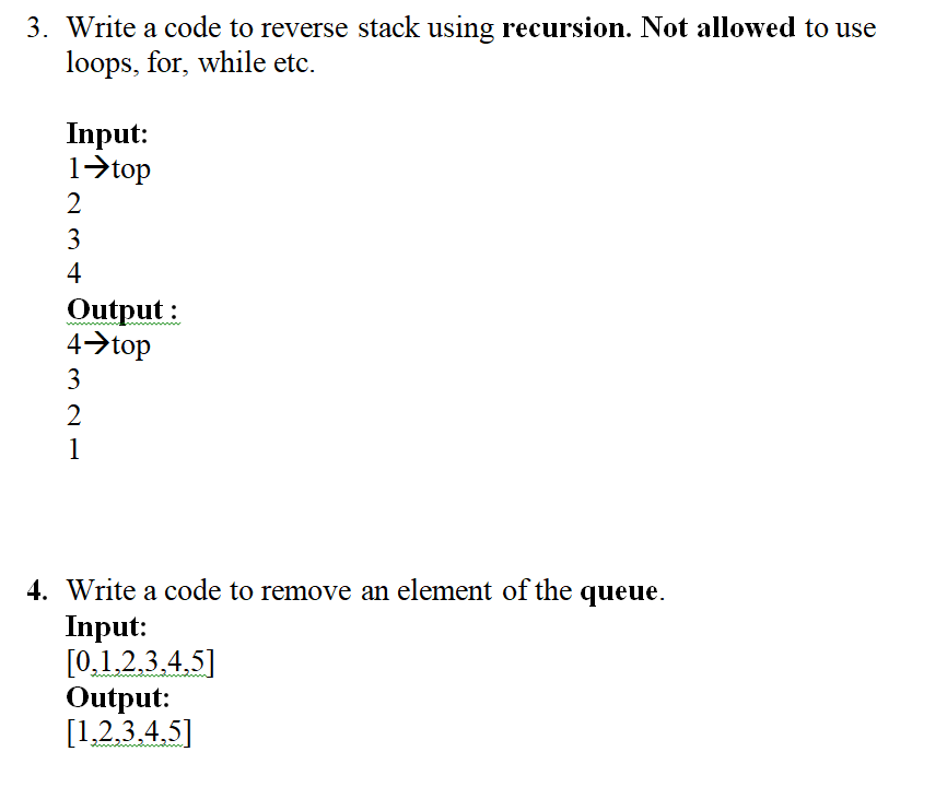 Solved Assignment 3 1. Write a code which sorts stacks. | Chegg.com