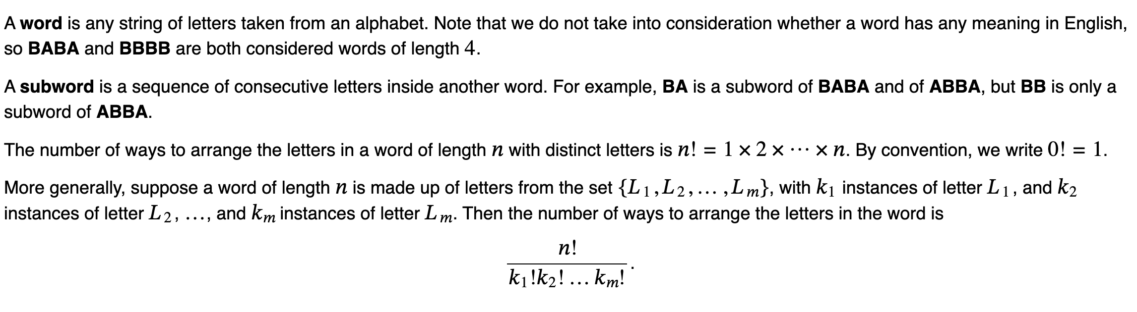 Solved A word is any string of letters taken from an | Chegg.com