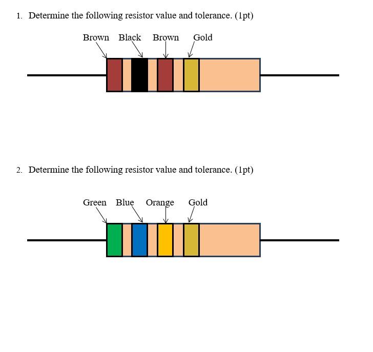 Solved 1. Determine the following resistor value and | Chegg.com