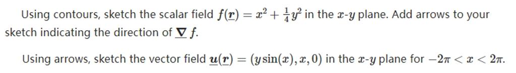 Solved Using contours, sketch the scalar field f(r)=x2+41y2 | Chegg.com