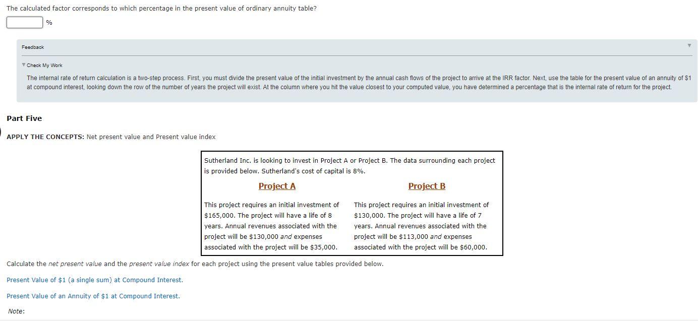 Solved Part Two Net Present Value Method Net present value | Chegg.com