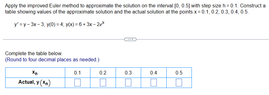 Solved Apply the improved Euler method to approximate the | Chegg.com