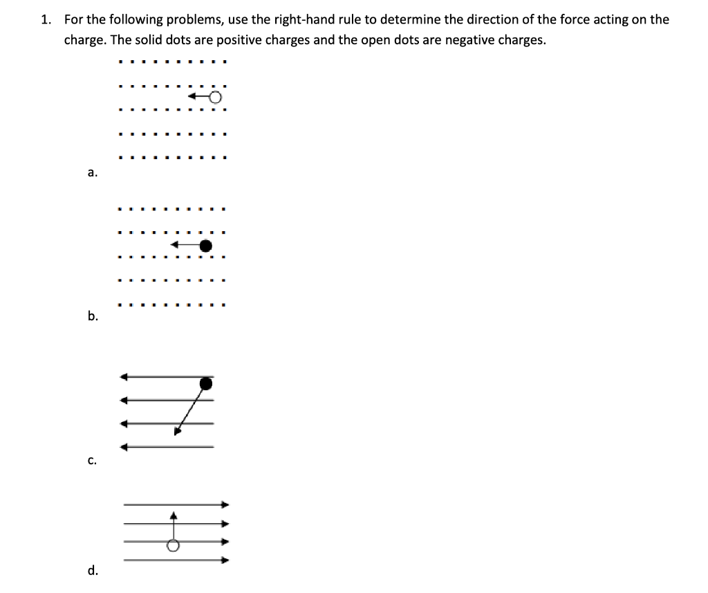 Solved 1. For the following problems, use the right-hand | Chegg.com