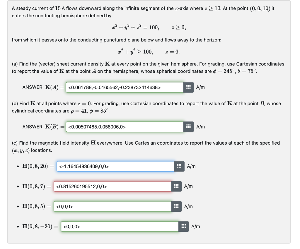 Solved A steady current of 15 A flows downward along the | Chegg.com