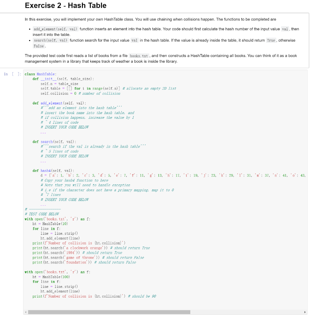 class HashTable: def __init__(self, table_size): | Chegg.com