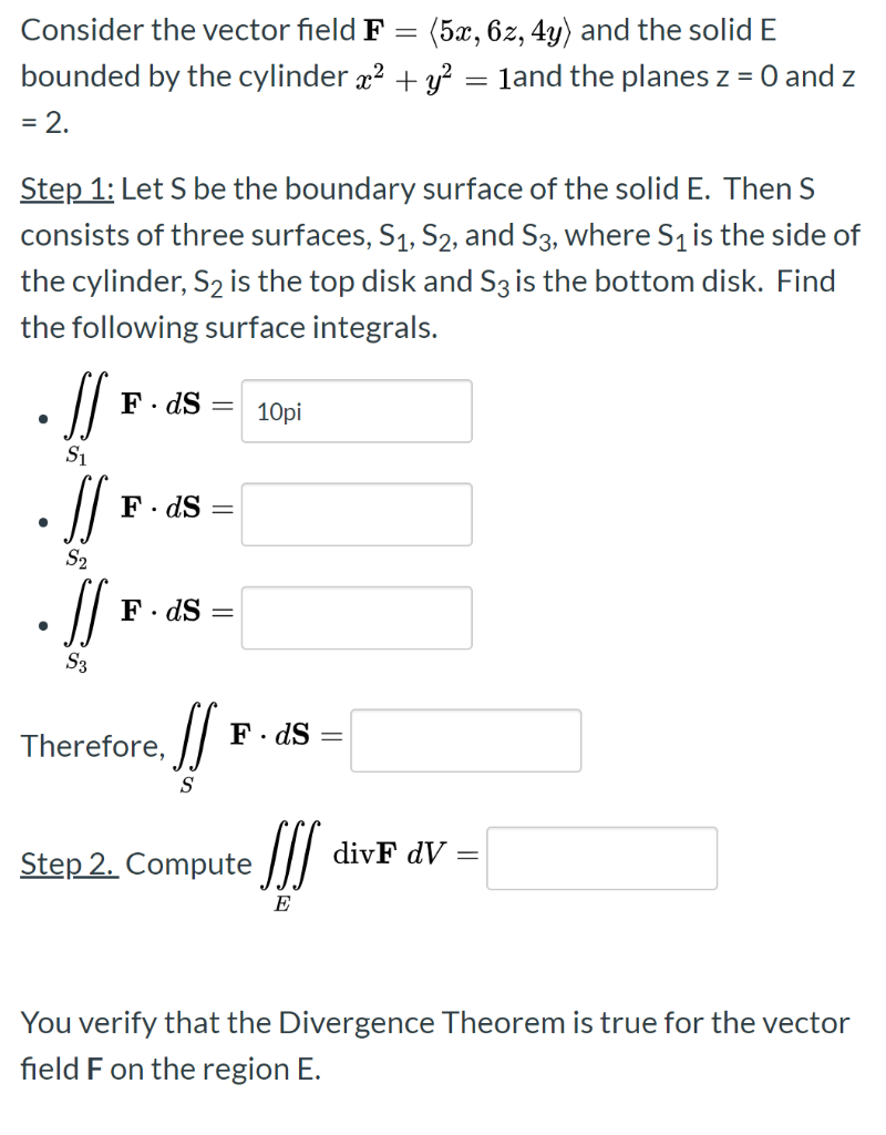 Solved Consider the vector field F (5x, 62, 4y) and the | Chegg.com