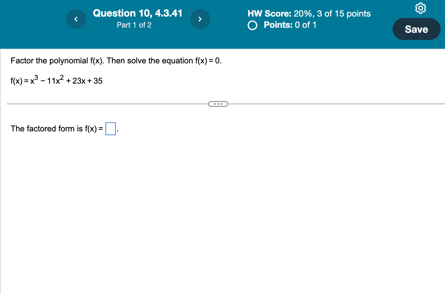 Solved Factor the polynomial f(x). Then solve the equation | Chegg.com