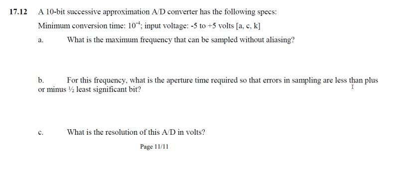 Solved 12 A 10-bit successive approximation A/D converter | Chegg.com