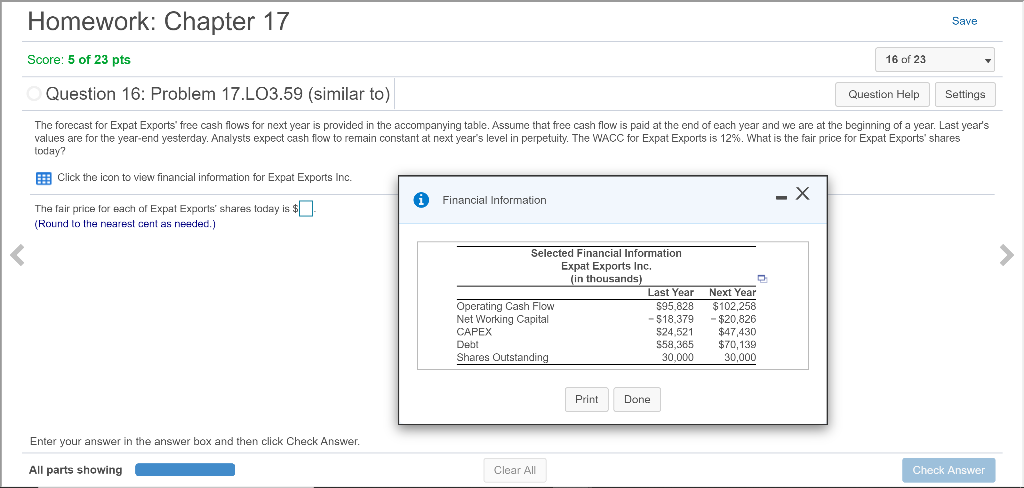 Homework: Chapter 17 Save Score: 5 of 23 pts 16 of 23 | Chegg.com