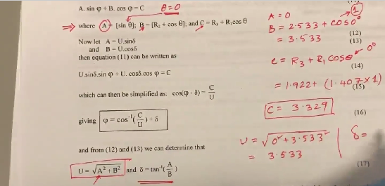 Solved A. sinφ+ B. cosφ=Cθ=0 ⇒ where (A) [sin | Chegg.com