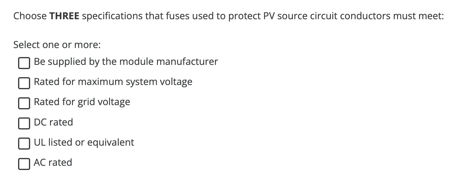 Solved Choose THREE specifications that fuses used to | Chegg.com