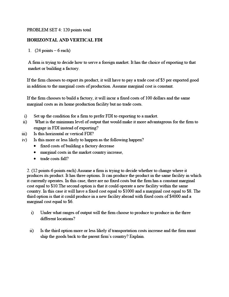 Solved PROBLEM SET 4: 120 points total HORIZONTAL AND | Chegg.com