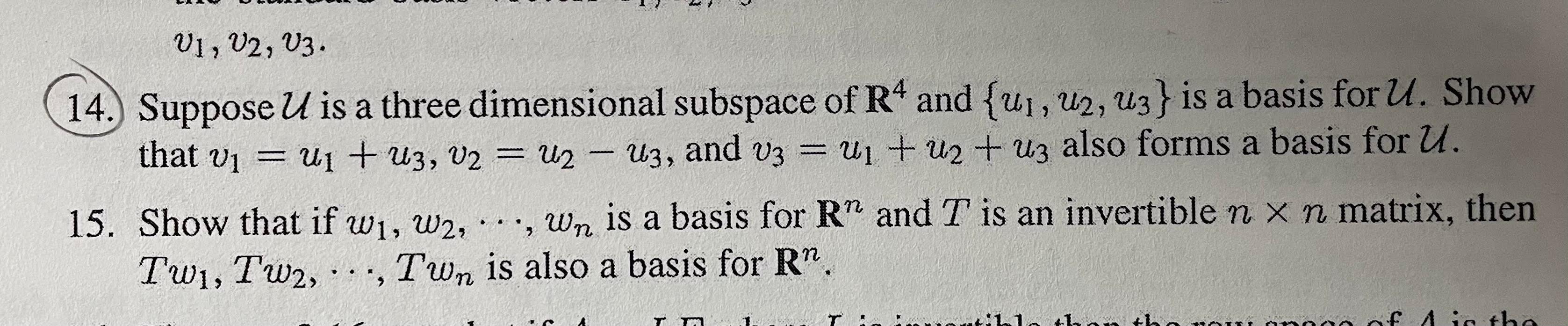 Solved V1, V2, V3. 14. Suppose U is a three dimensional | Chegg.com