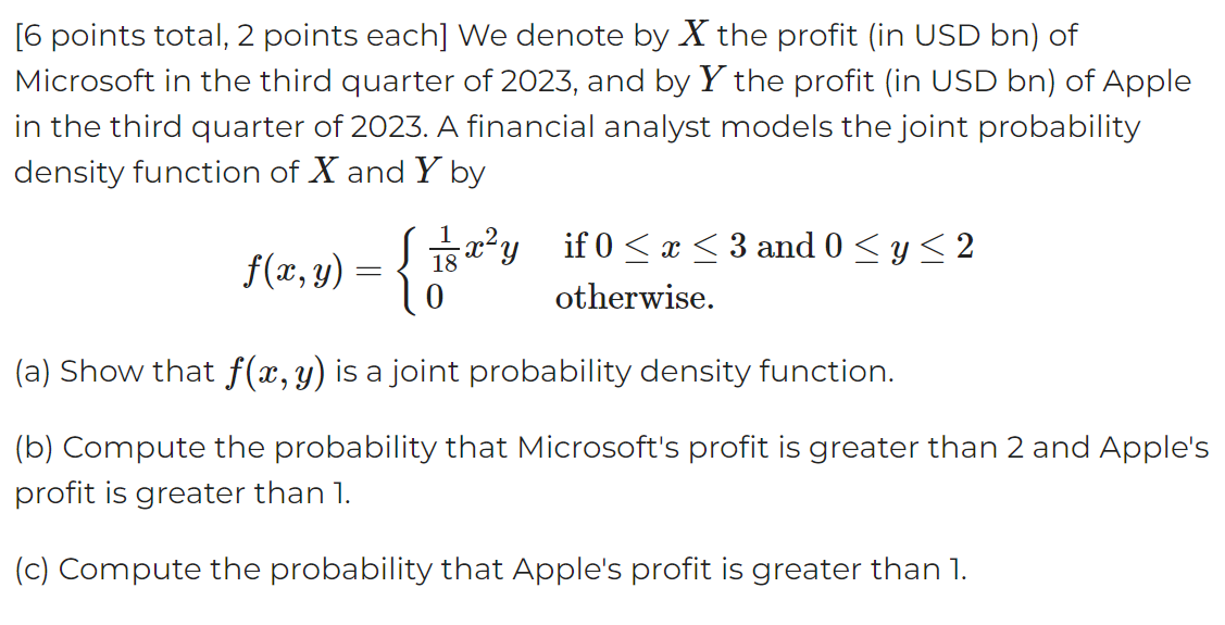 Solved [6 points total, 2 points each] We denote by X the | Chegg.com