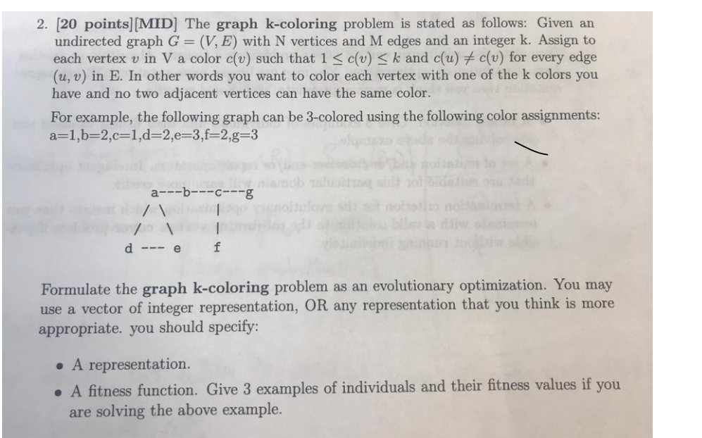 Solved 2. (20 points] [MID] The graph k-coloring problem is | Chegg.com