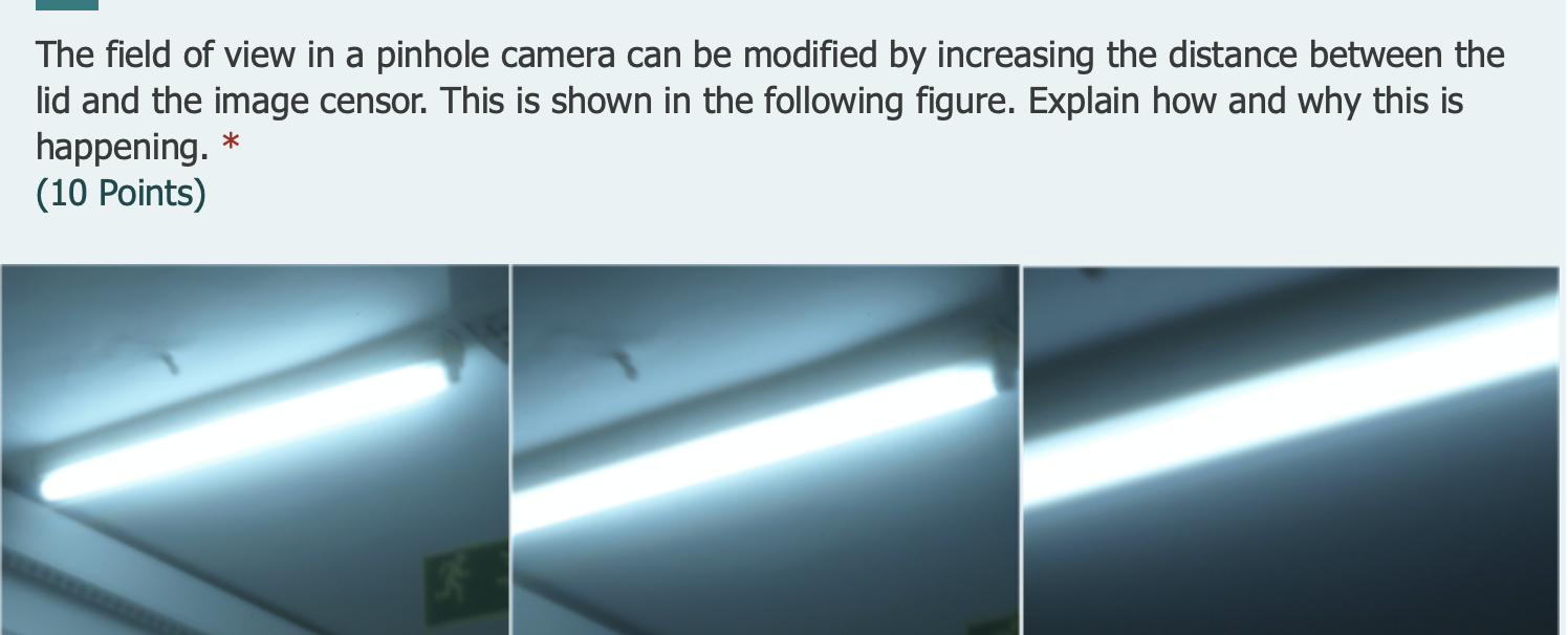 Solved The field of view in a pinhole camera can be modified | Chegg.com