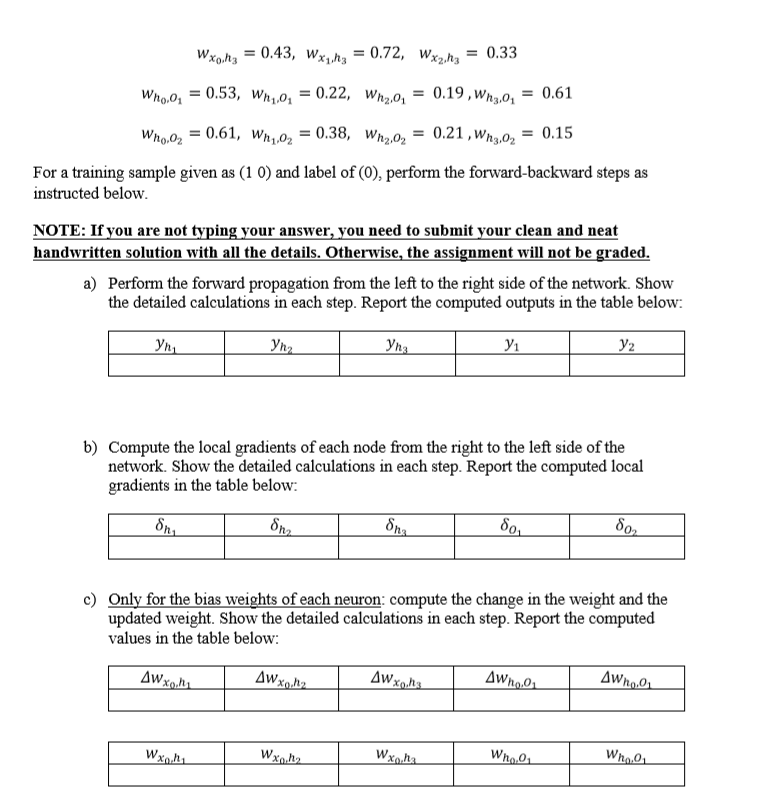 Problem 1) Forward-backward propagation: Consider the | Chegg.com