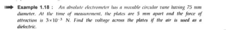 Solved Example 1.18: An absolute electrometer lus a movable | Chegg.com