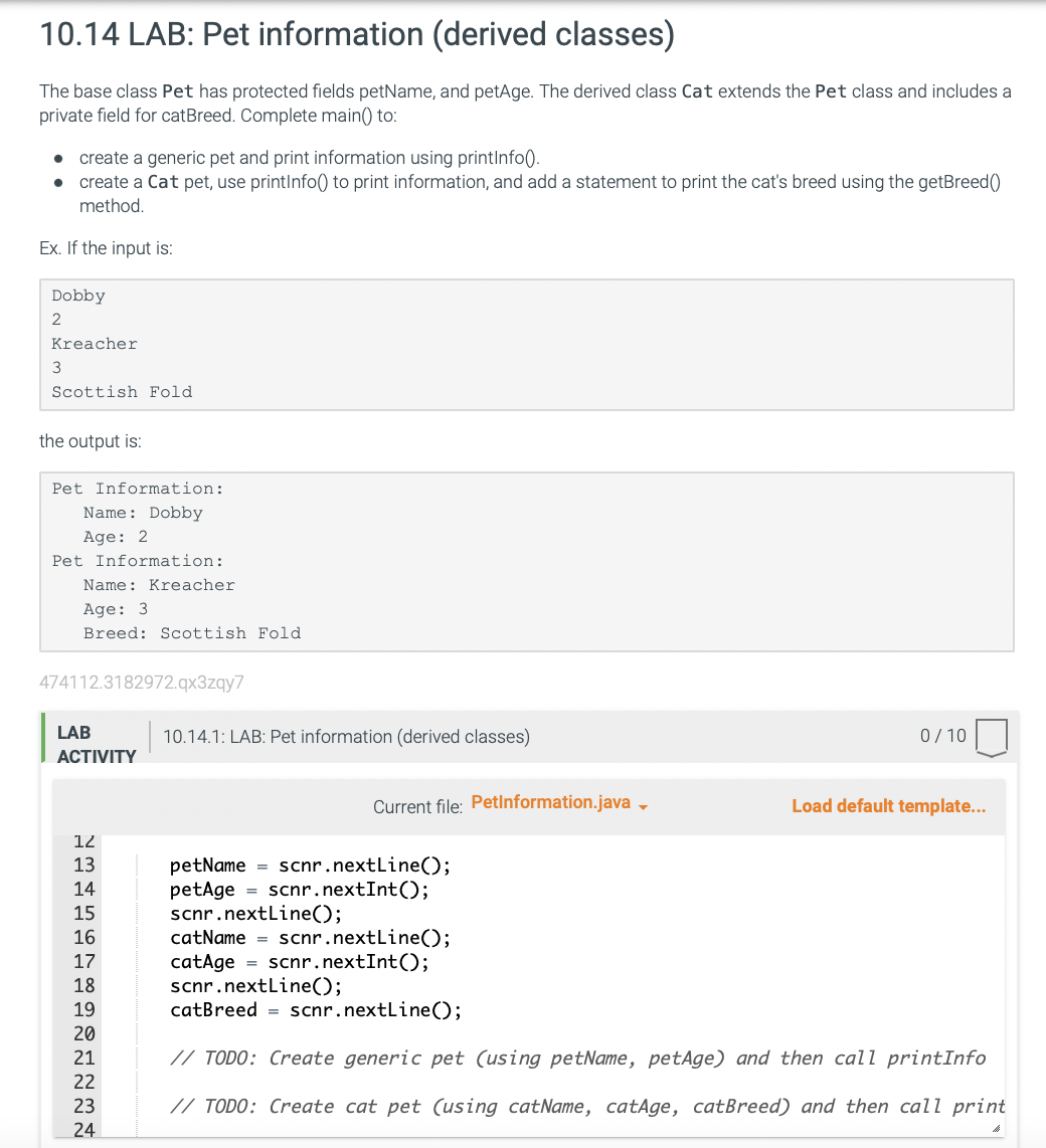 Solved The base class Pet has protected fields petName, and | Chegg.com