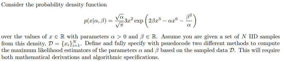 Solved Consider the probability density function p(x]a,b) = | Chegg.com