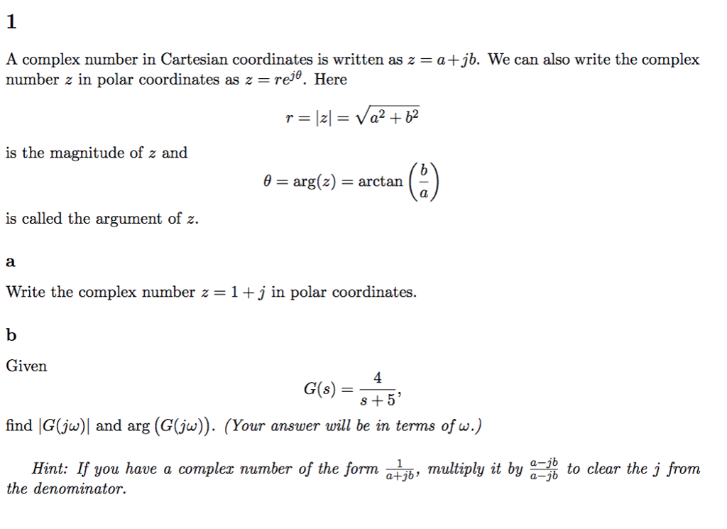 Solved A complex number in Cartesian coordinates is written | Chegg.com