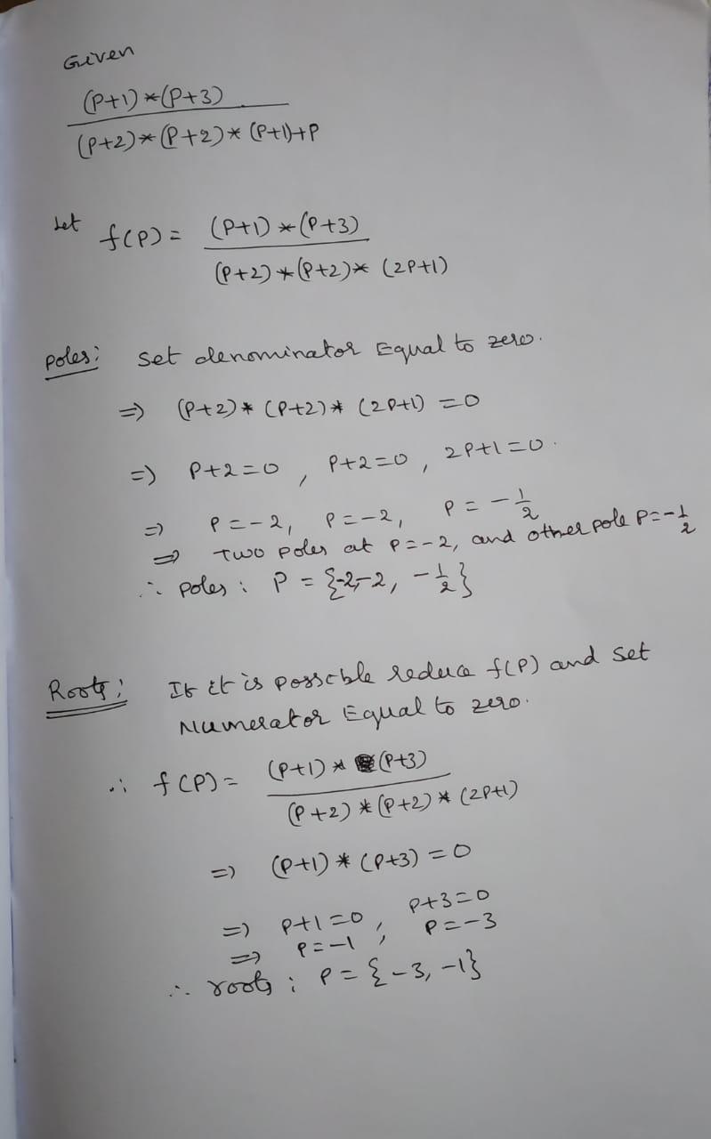 Solved Draw S-domain (plot) from calculated ("poles and zero | Chegg.com