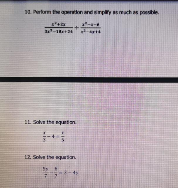 Solved 10. Perform the operation and simplify as much as | Chegg.com