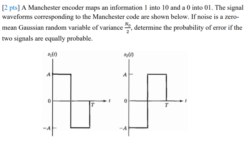 Solved [2 pts] A Manchester encoder maps an information 1 | Chegg.com