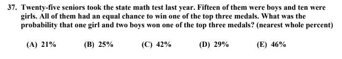 Solved 37. Twenty-five seniors took the state math test last | Chegg.com