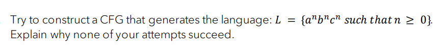 Try To Construct A Cfg That Generates The Language L