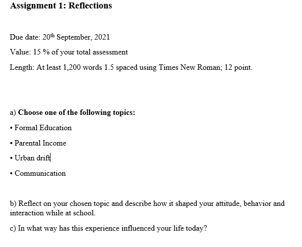 Solved Assignment 1: Reflections Due date: 20th September, | Chegg.com