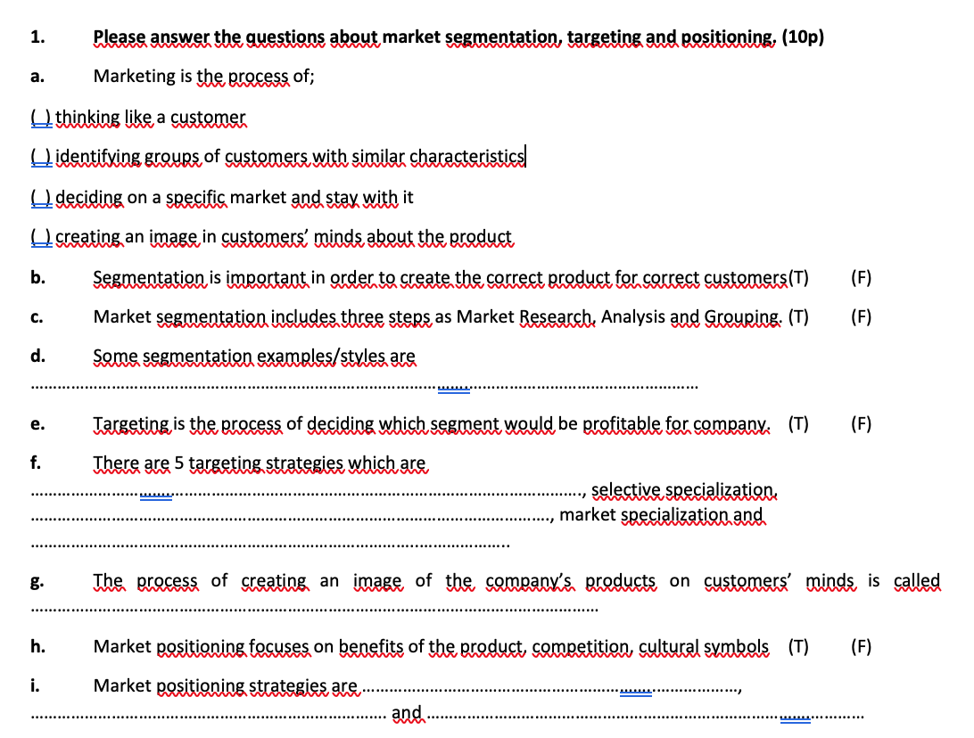 Solved 1. Please answer the questions about market | Chegg.com