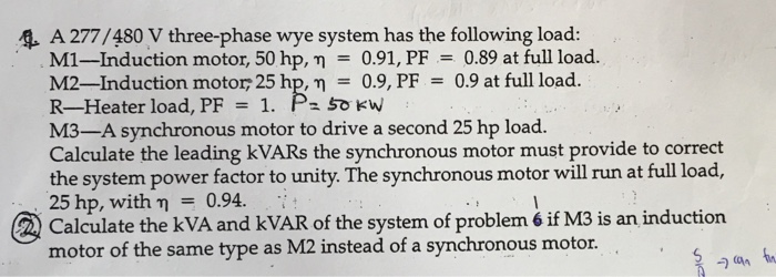 Solved A 277/480 V three-phase wye system has the following | Chegg.com