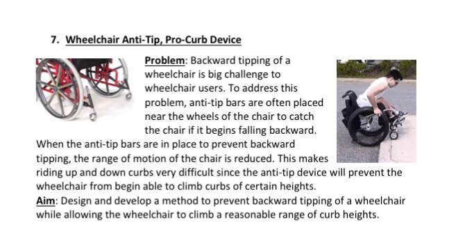 Solved . Wheelchair Anti-Tip, Pro-Curb Device Problem: | Chegg.com