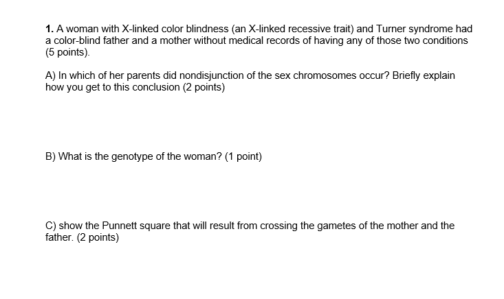 Solved A woman with x-linked color blindness (an x-linked | Chegg.com