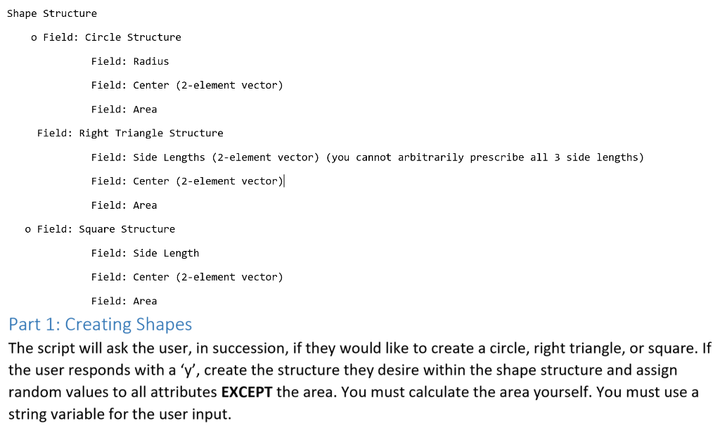 Shape Structure o Field: Circle Structure Field: | Chegg.com