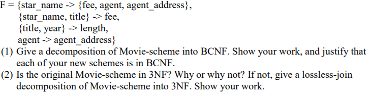 Solved A Hollywood movie studio uses a relation called Movie | Chegg.com