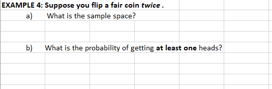 Solved EXAMPLE 4: Suppose you flip a fair coin twice. a) | Chegg.com