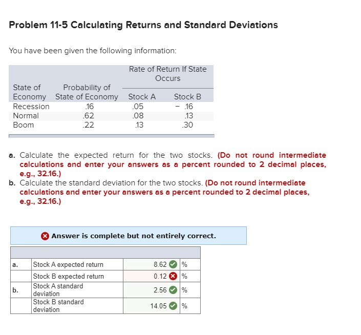 Solved Problem 11-5 Calculating Returns and Standard | Chegg.com