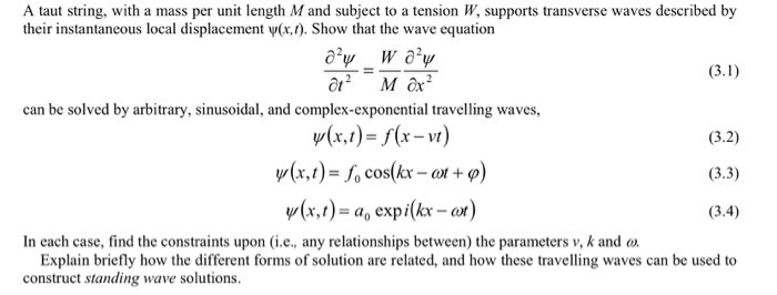 Solved A taut string, with a mass per unit length M and | Chegg.com