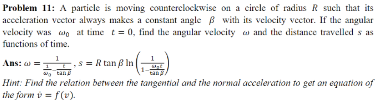 Solved Problem 11: A particle is moving counterclockwise on | Chegg.com