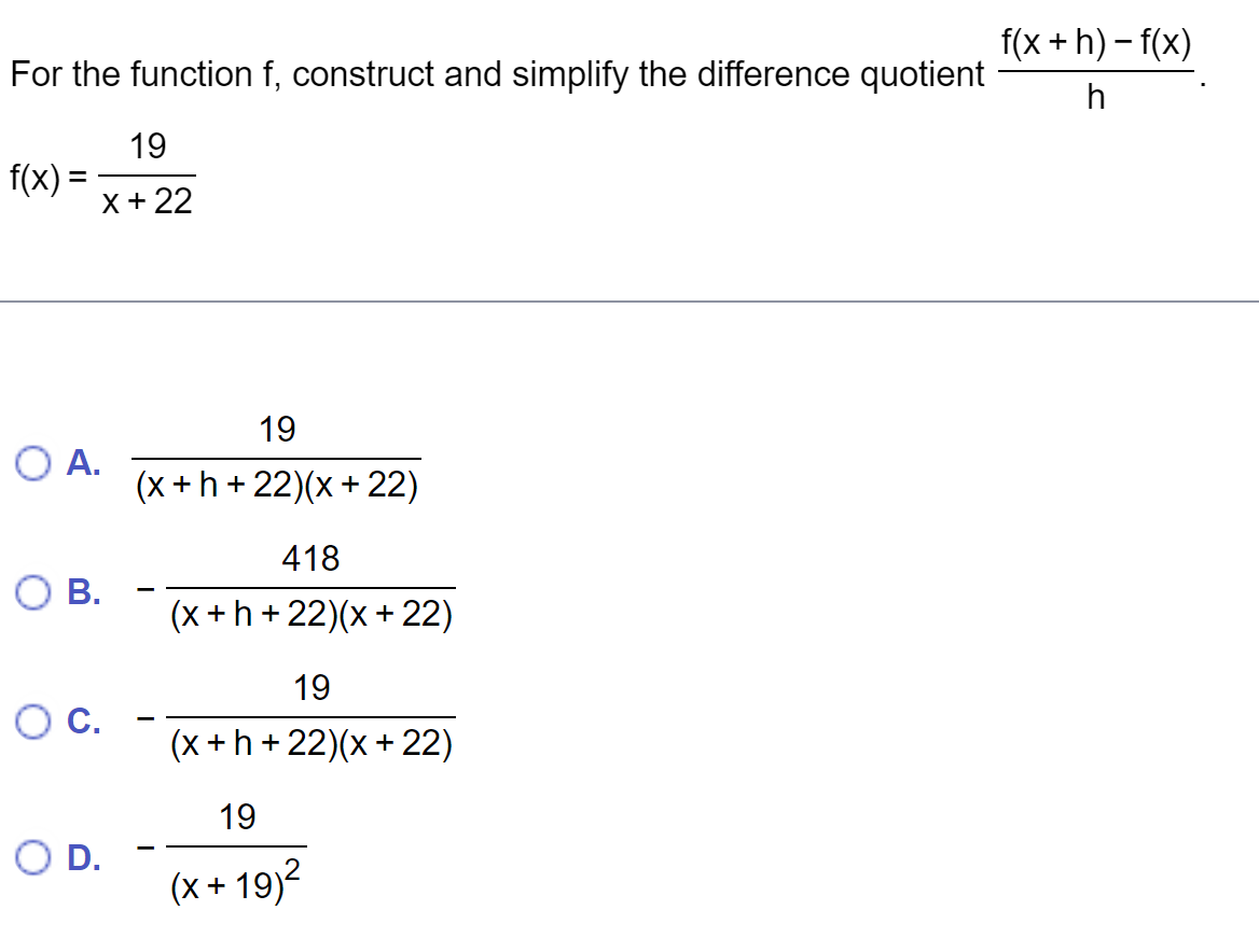 Solved For the function f, construct and simplify the | Chegg.com
