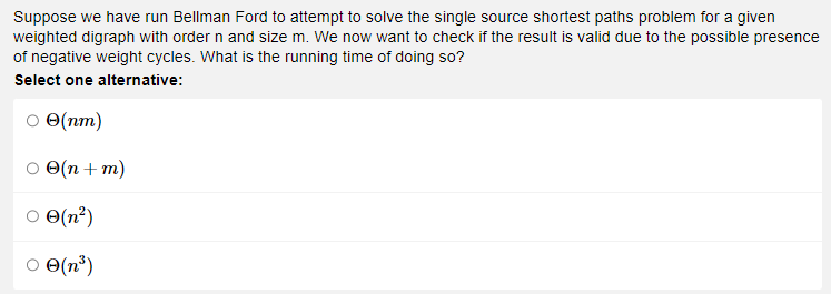 Solved Suppose we have run Bellman Ford to attempt to solve | Chegg.com
