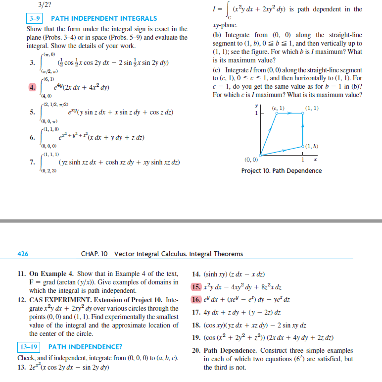 Solved 3/2? I=∫C(x2ydx+2xy2dy) is path dependent in the 3-9 | Chegg.com