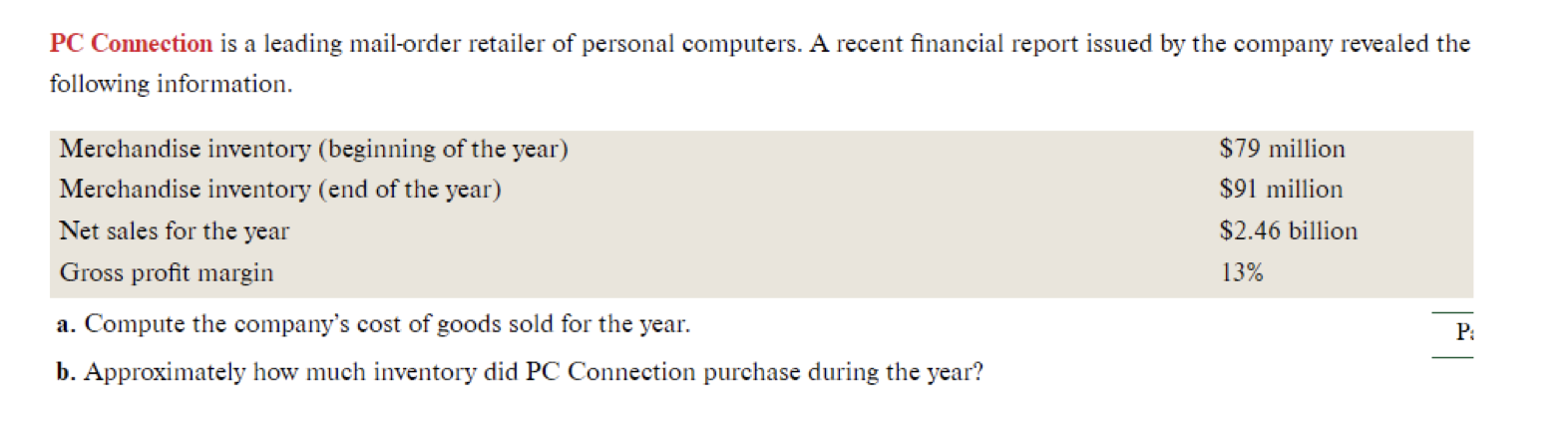 Solved PC Connection is a leading mail-order retailer of | Chegg.com