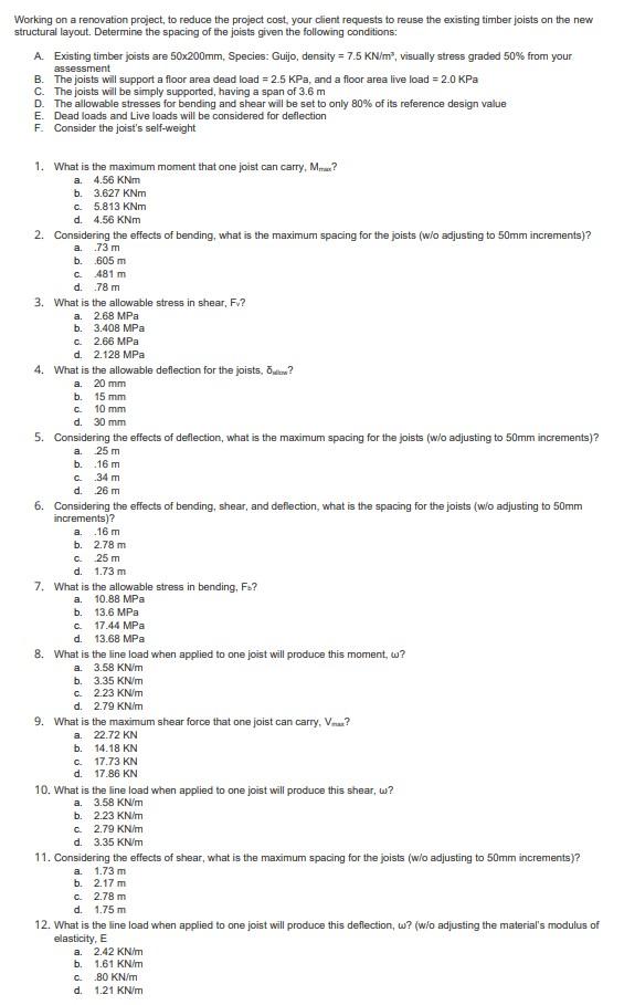Solved Working on a renovation project, to reduce the | Chegg.com