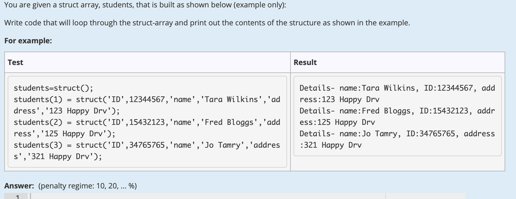 Solved You are given a struct array, students, that is built | Chegg.com